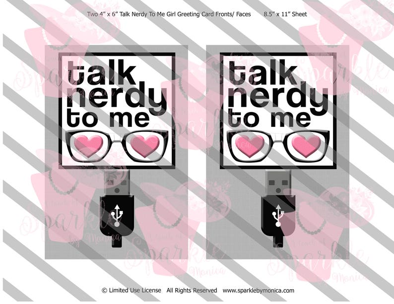 4x6 Talk Nerdy to Me Girl Card, Geeky Valentine Card, Printable Card ...