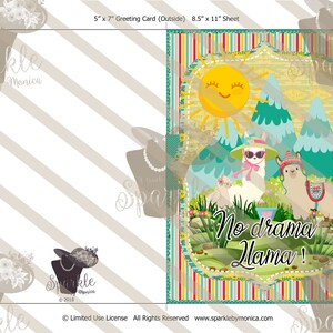 5x7 No Drama Llama Card, Printable Llama Cactus Card, Digital Llama ...