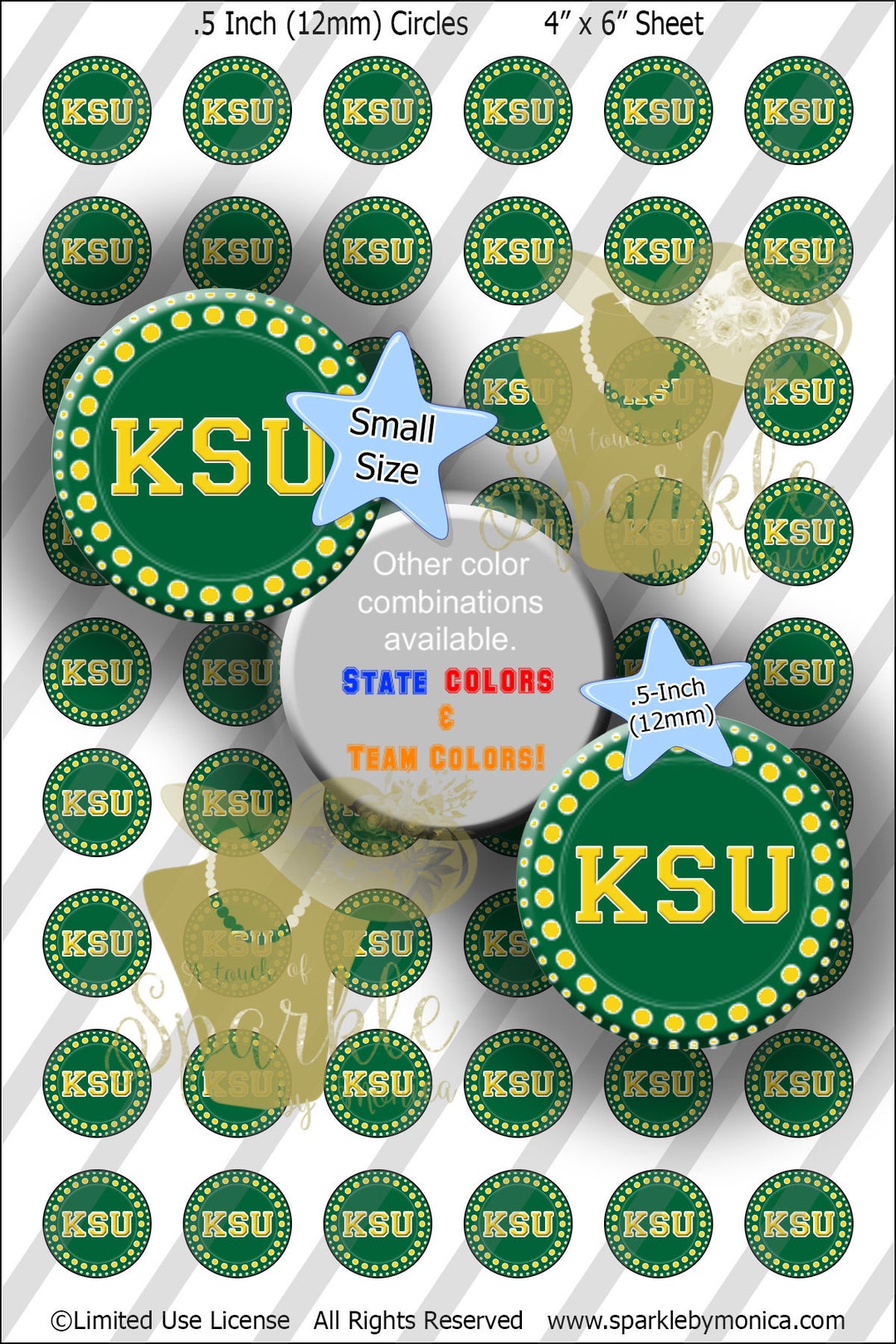 12mm Small Kentucky State University Bottle Caps .5 Inch - Etsy