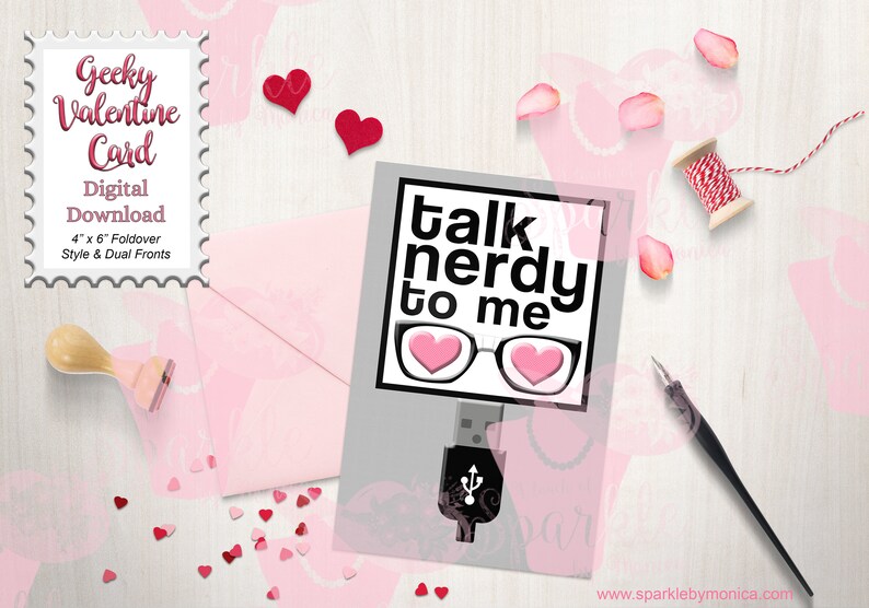 4x6 Talk Nerdy to Me Girl Card, Geeky Valentine Card, Printable Card ...