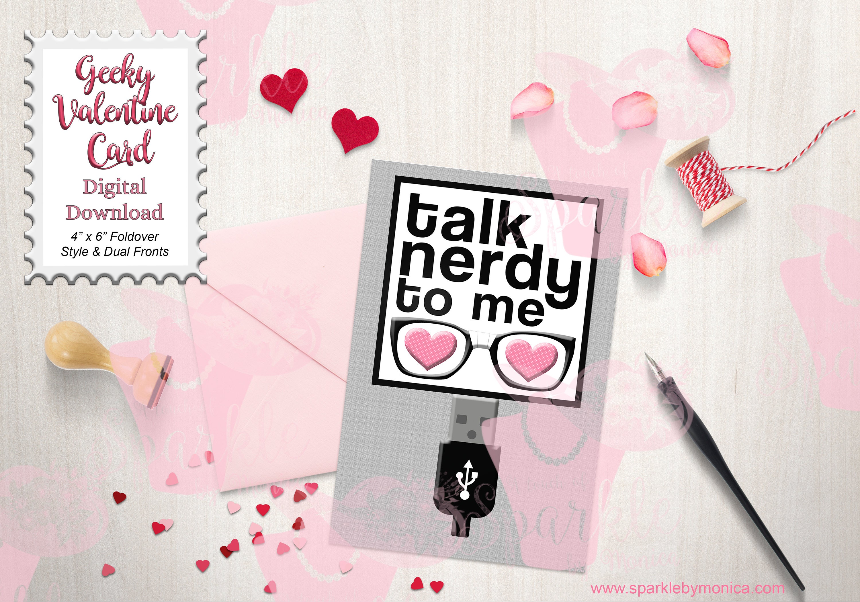 4x6 Talk Nerdy to Me Girl Card, Geeky Valentine Card, Printable Card ...
