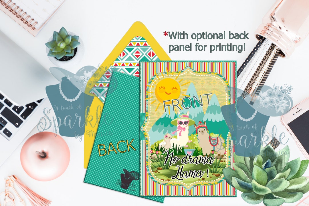 5x7 No Drama Llama Card, Printable Llama Cactus Card, Digital Llama ...