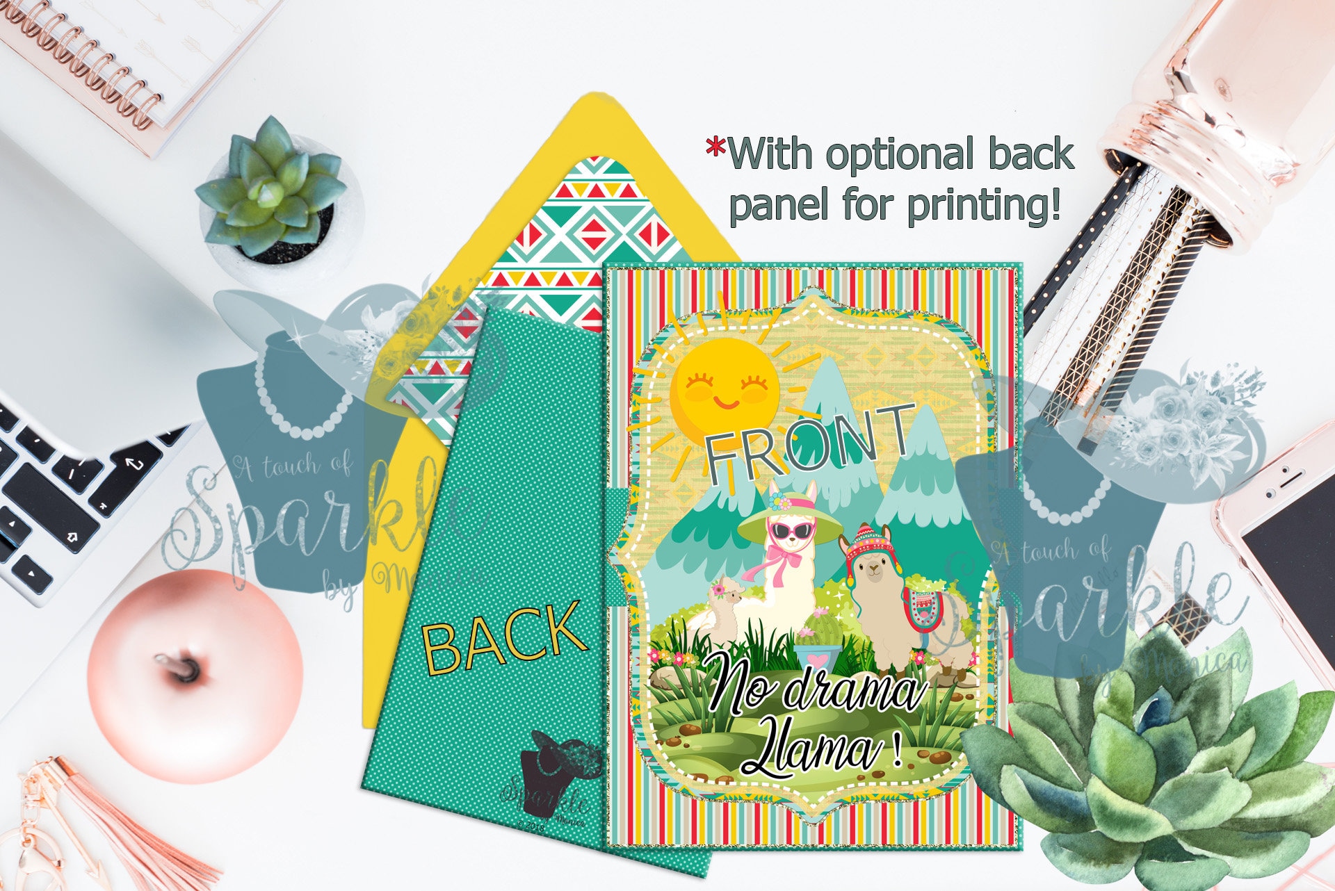 5x7 No Drama Llama Card, Printable Llama Cactus Card, Digital Llama ...