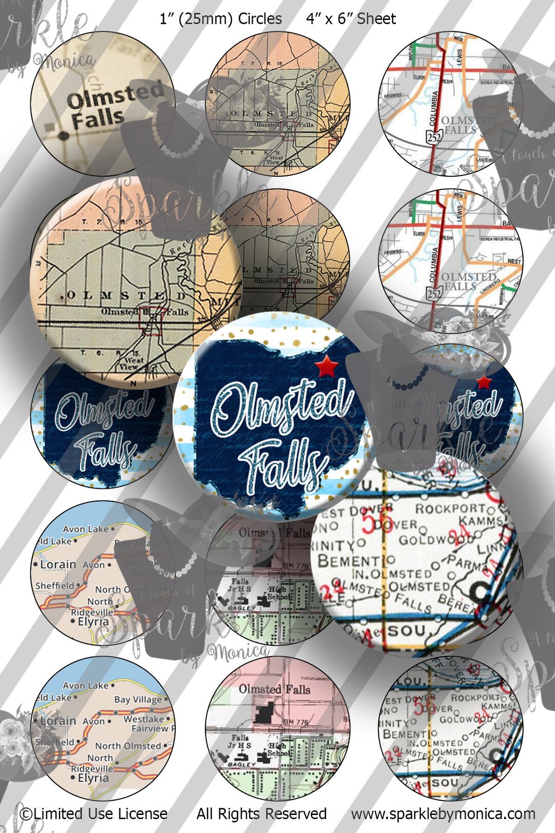 25mm Olmsted Falls Ohio Maps Bottle Caps 1 Inch Circles BCIS - Etsy