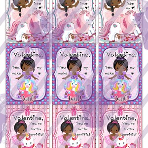 Black Ballerina Unicorn Valentine Cards, Digital ATC, Digital Earring ...