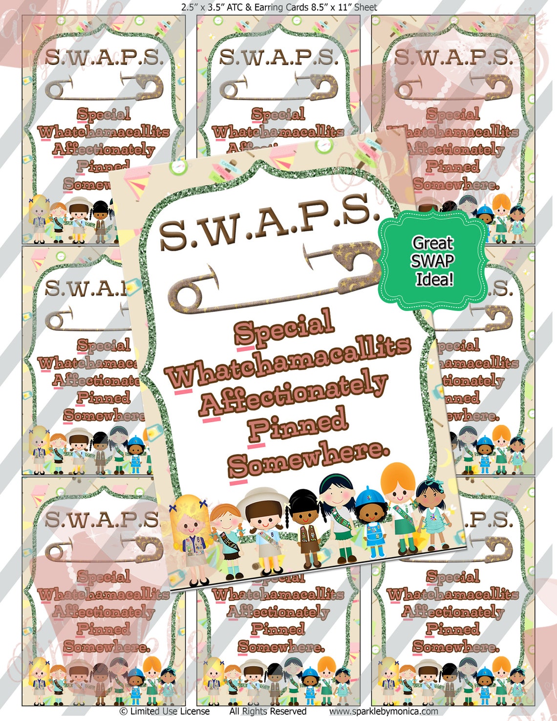Girls Club Swaps ATC Card, Digital Swaps Cards, Digital Earring Cards ...