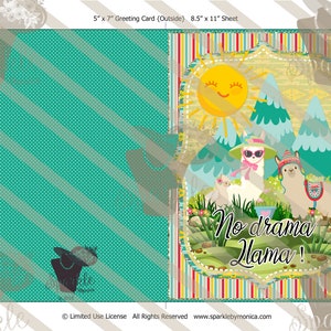 5x7 No Drama Llama Card, Printable Llama Cactus Card, Digital Llama ...