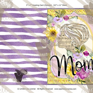 5x7 Music Mom Mother's Day Card, Printable Mother's Day Card, Digital ...