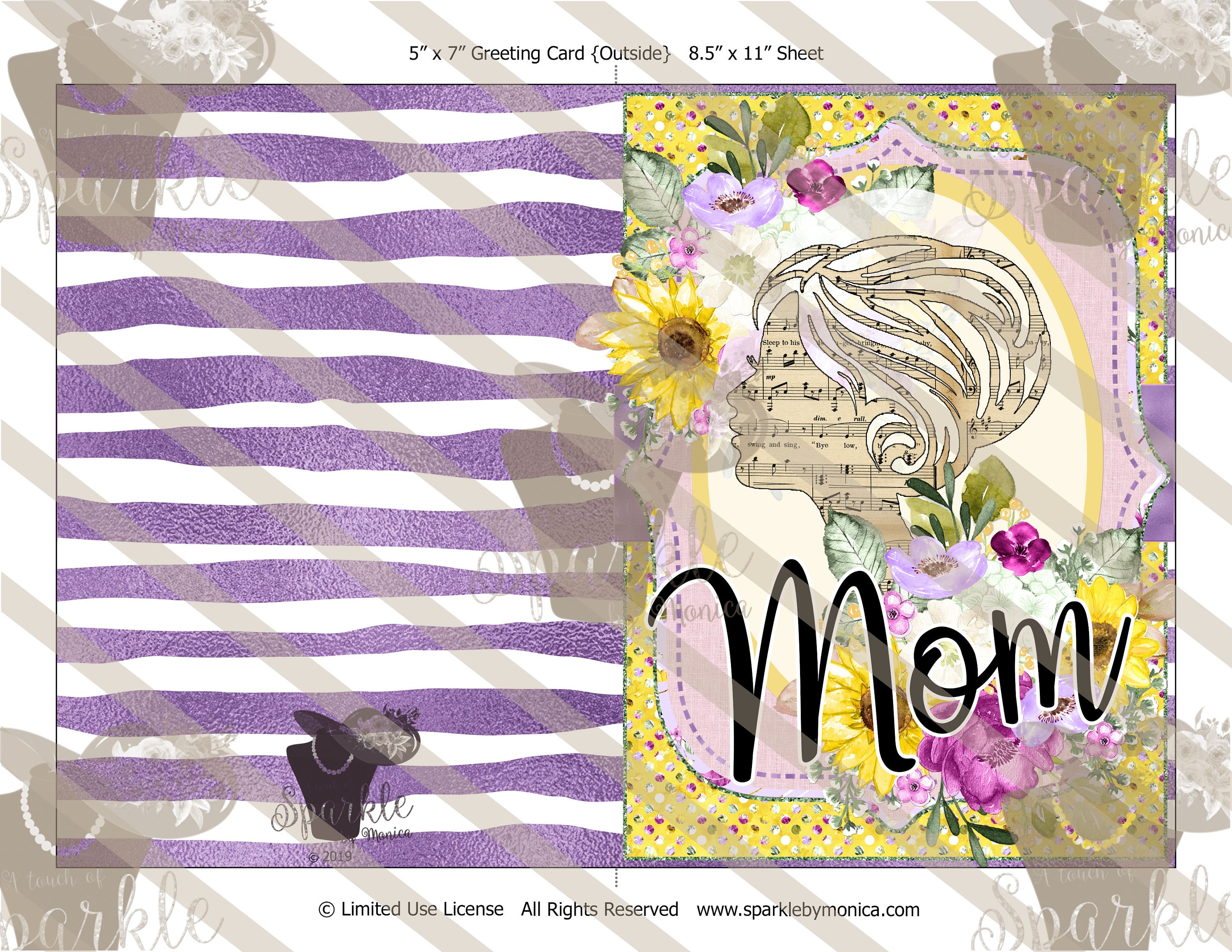 5x7 Music Mom Mother's Day Card, Printable Mother's Day Card, Digital ...