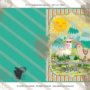 5x7 Save the Drama for Your Llama Card, Printable Llama Cactus Card ...