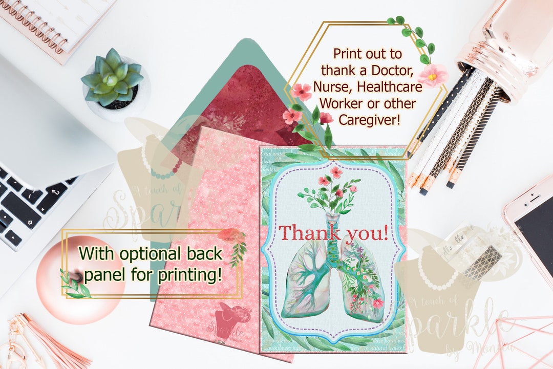 5x7 Healthy Lungs Thank You Card, Printable Pulmonary Card, Digital ...