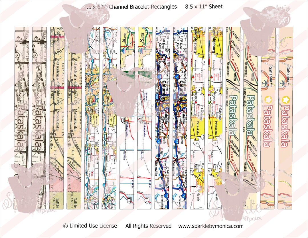 Pataskala Ohio Map Bracelet Rectangle Digital Images Ohio - Etsy