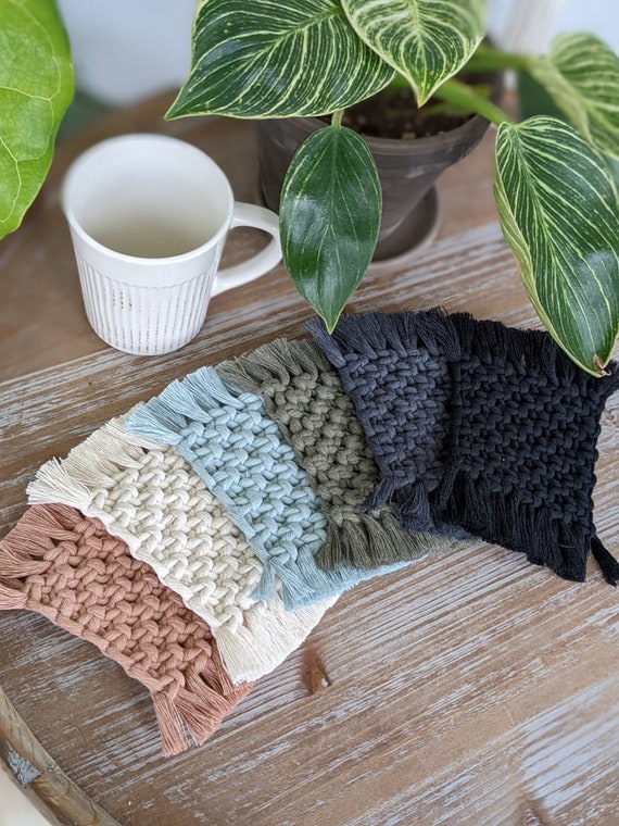 Macrame Mug Rugs / Macrame Coasters / 2 Pack | Etsy