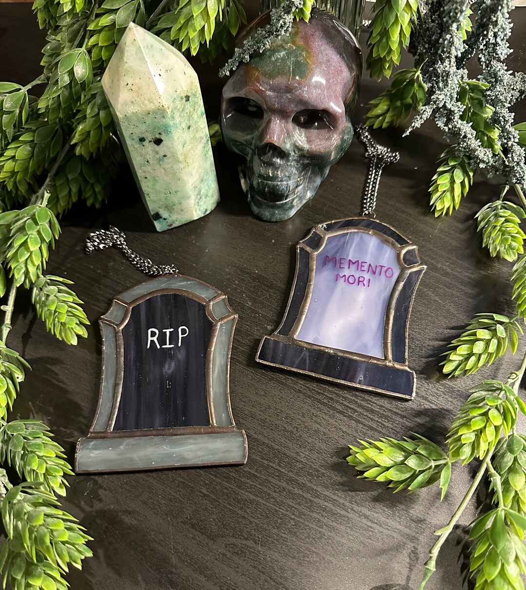 Tombstone Stained Glass Ornament Gothic Witchy Goth Halloween ...