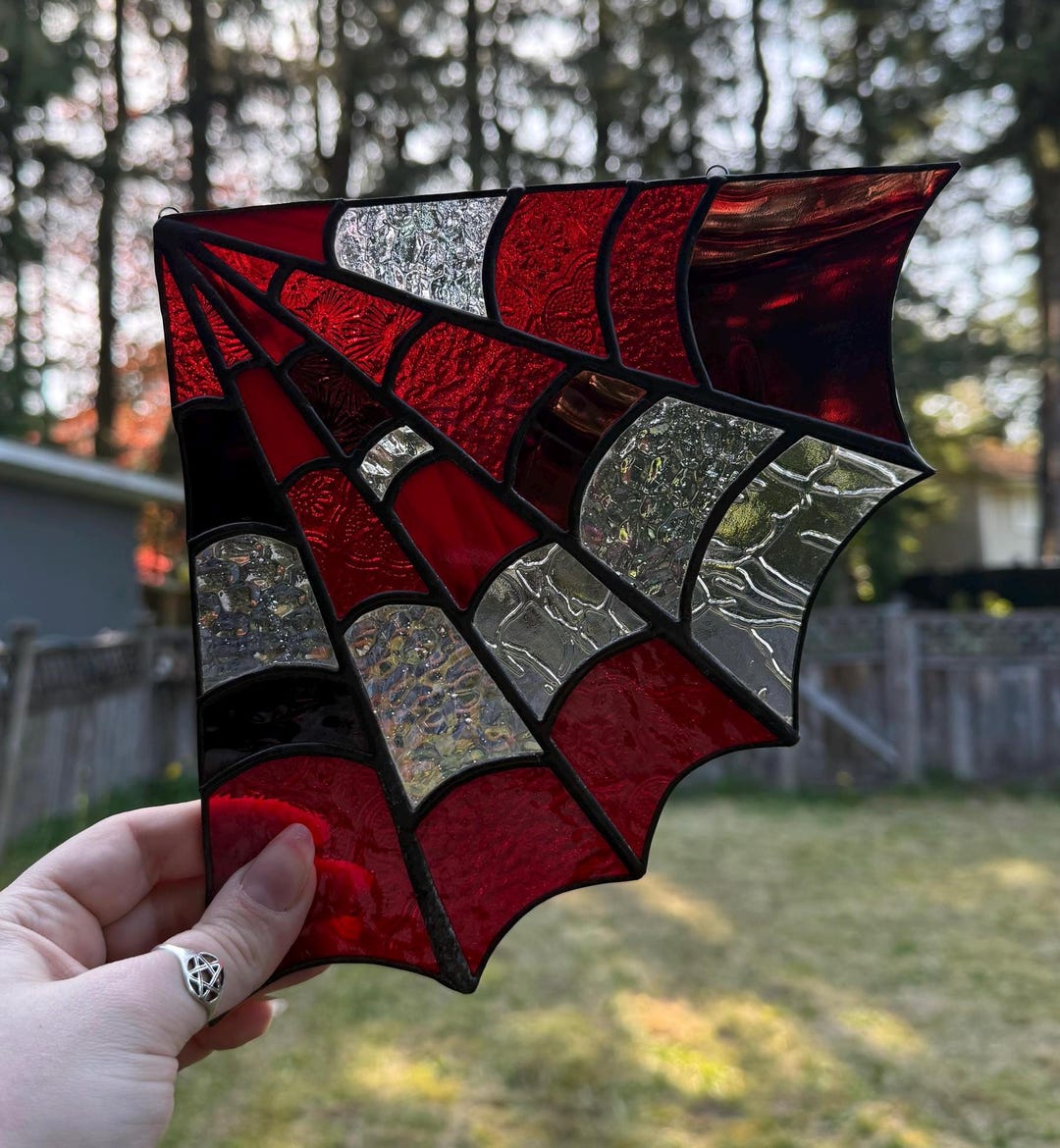 Spider Web Stained Glass Corner Suncatcher ||| Witchy || Goth ...