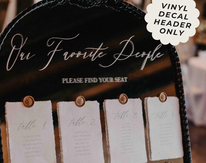Custom Vinyl Header Decal | White Seating Chart Decal | Weddings ...