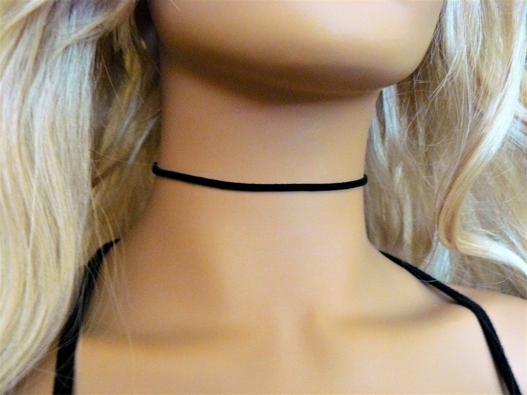 Thin Black Choker Simple Black Chokers Black Leather Choker Dainty ...