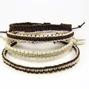 Mens Macrame String Bracelet Two Tone Brown Friendship Bracelet ...