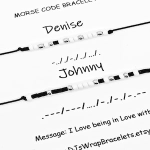 Couples Matching Morse Code Bracelet Set, Custom Name, Gift for Him, Gift for Her, Friendship ...