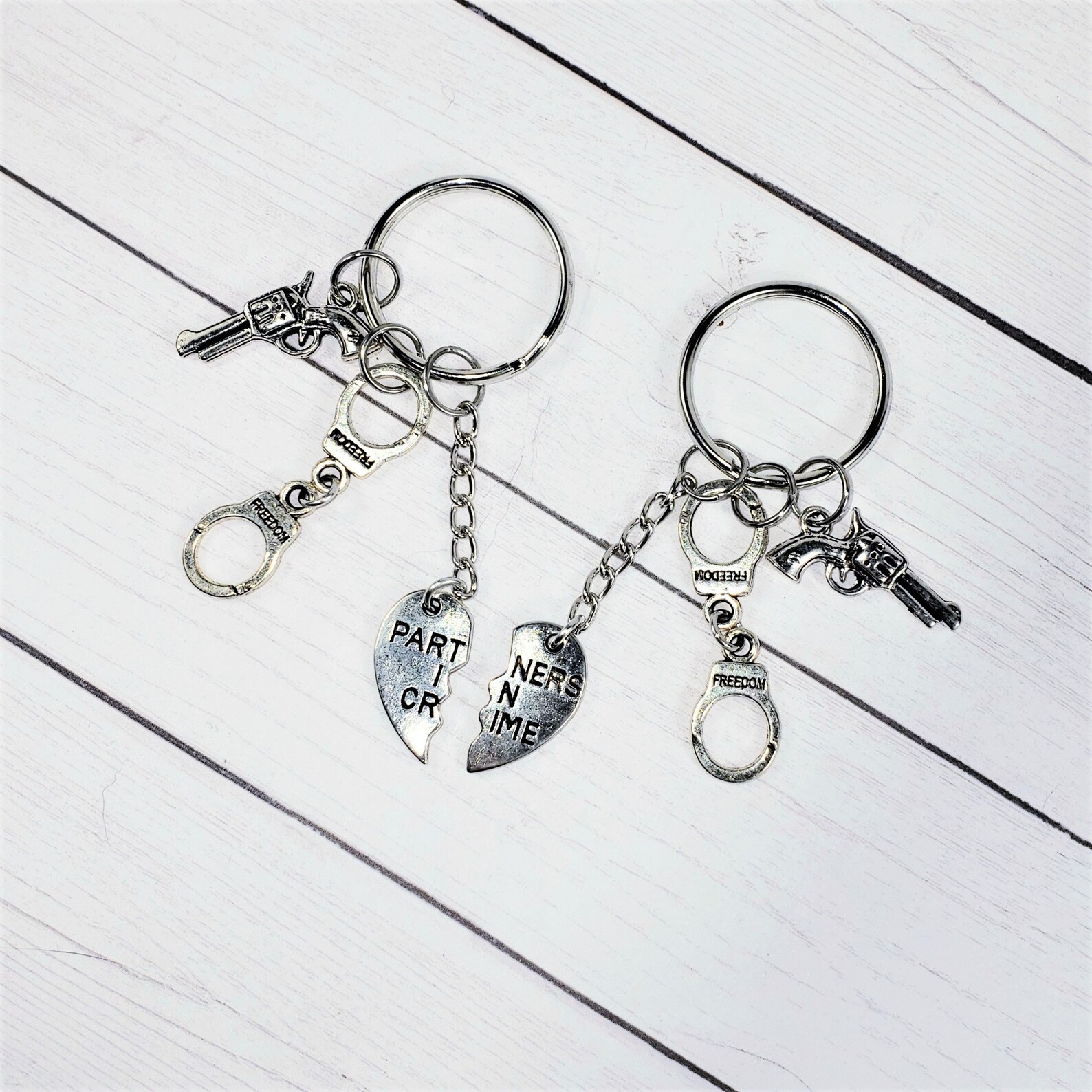 Partners in Crime Matching Keychain Set Best Friend Keychain - Etsy
