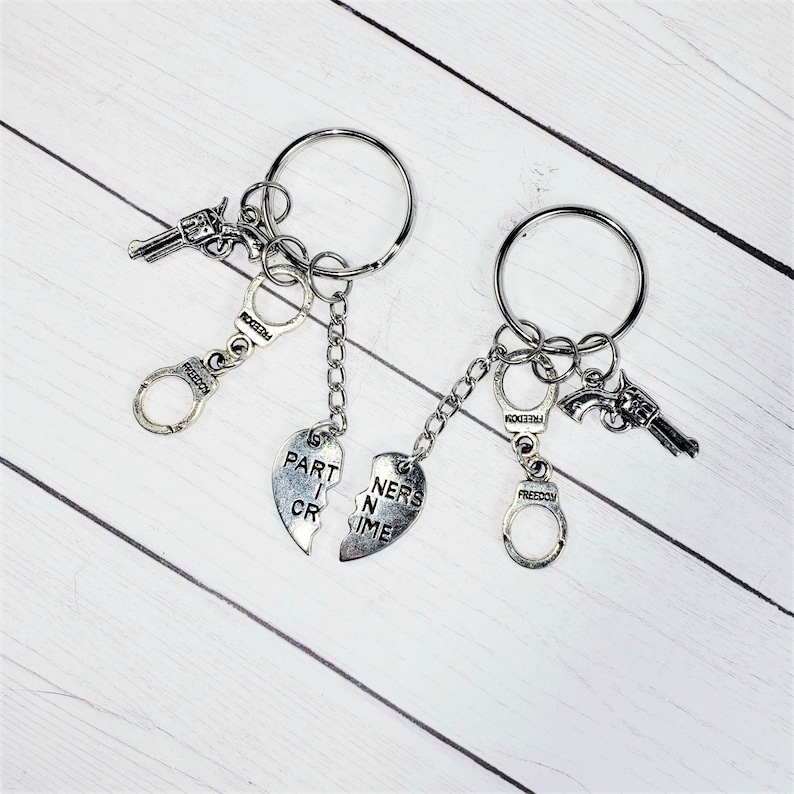 Partners in Crime Matching Keychain Set Best Friend Keychain - Etsy