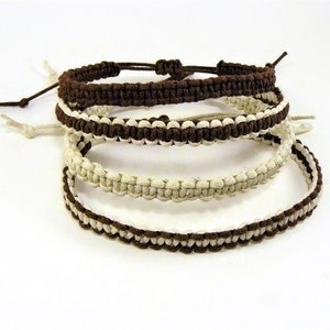 Mens Macrame String Bracelet Two Tone Brown Friendship Bracelet ...