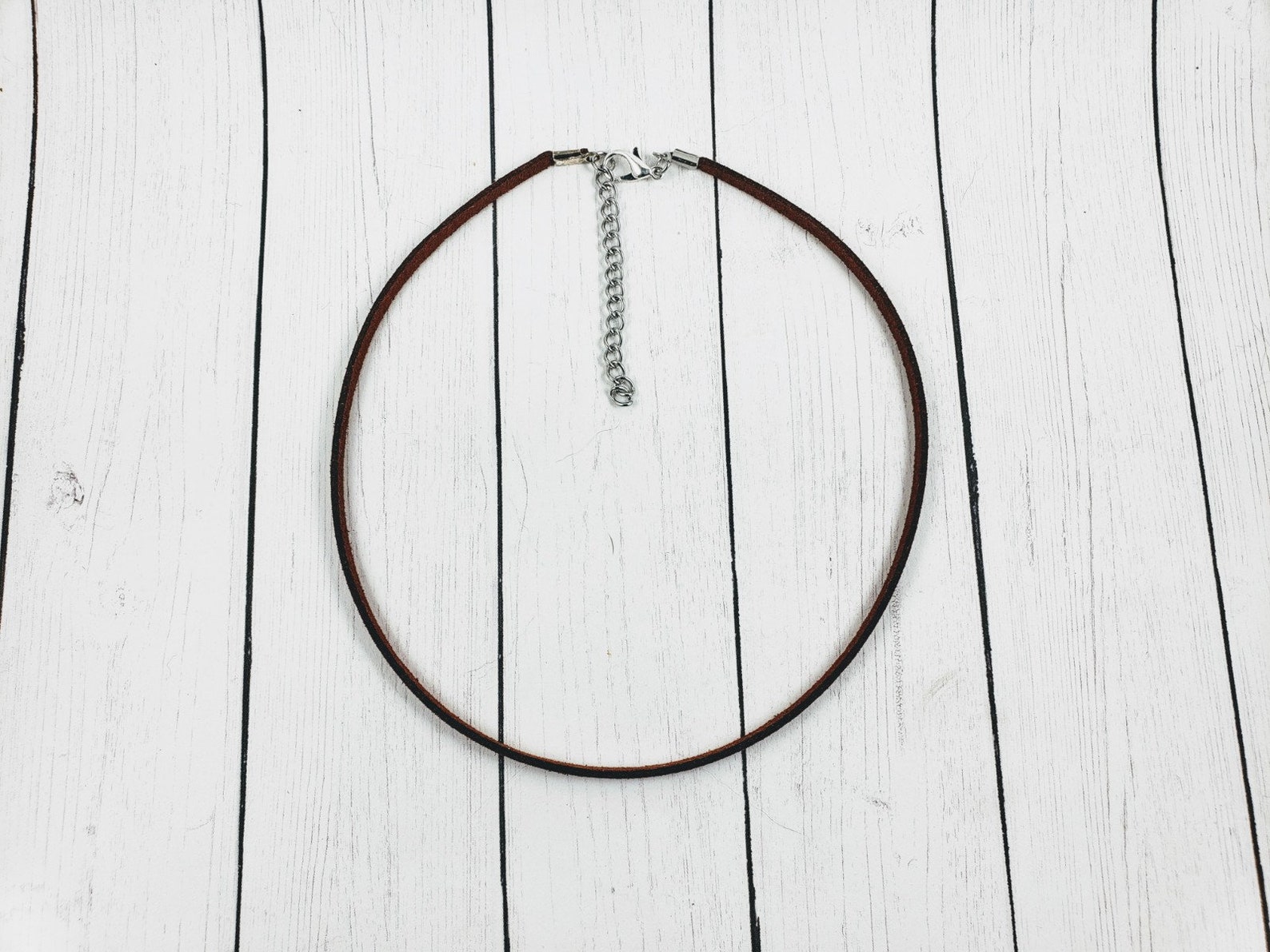 Thin Brown Leather Choker Necklace, Suede Choker, Custom Made Choker ...