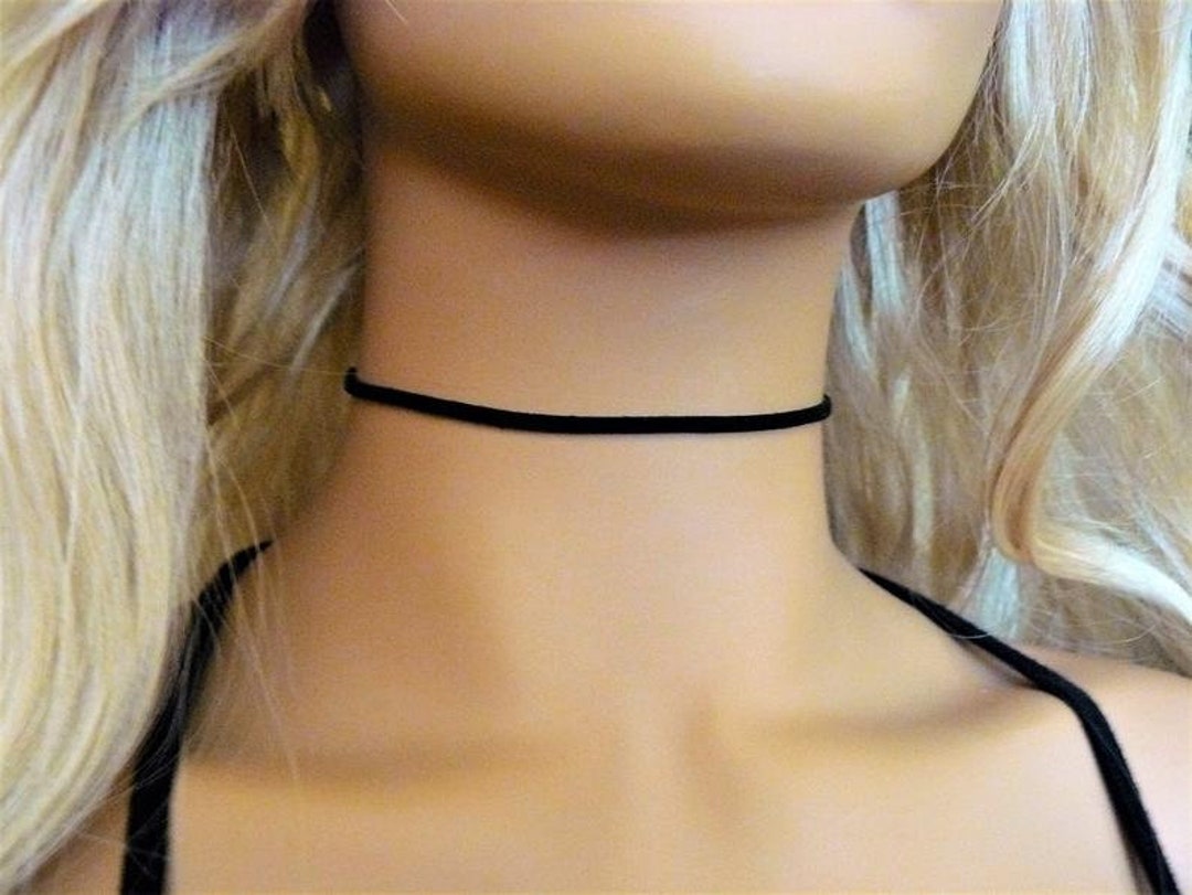 Thin Black Choker Simple Black Chokers Black Leather Choker Dainty ...