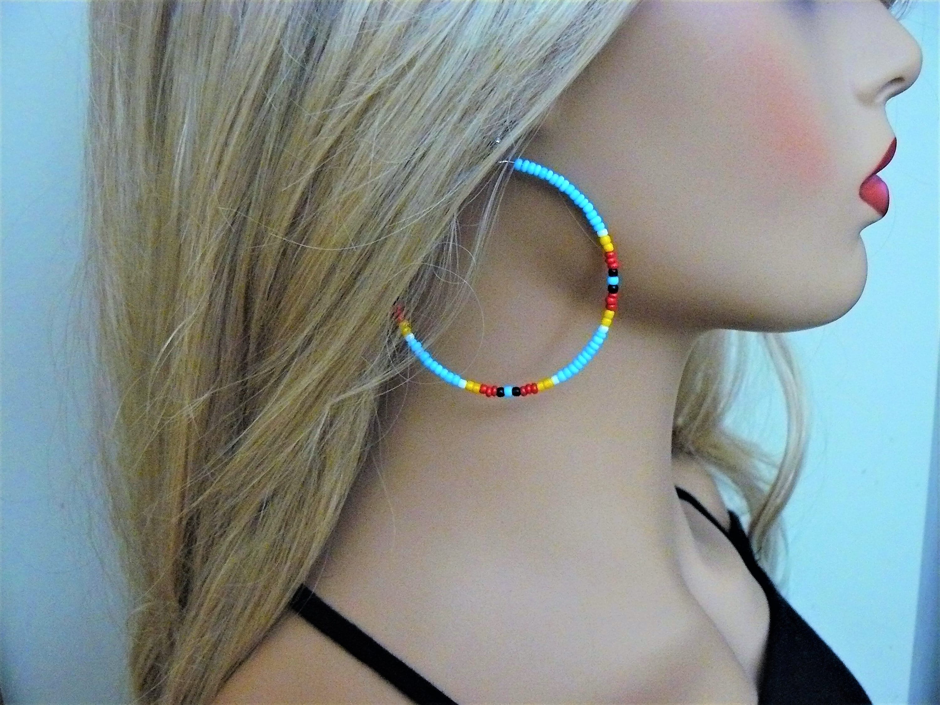 Native American Beaded Hoop Earrings Seed Bead Earrings | Etsy