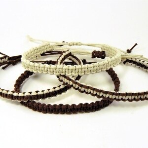 Mens Macrame String Bracelet Two Tone Brown Friendship Bracelet ...