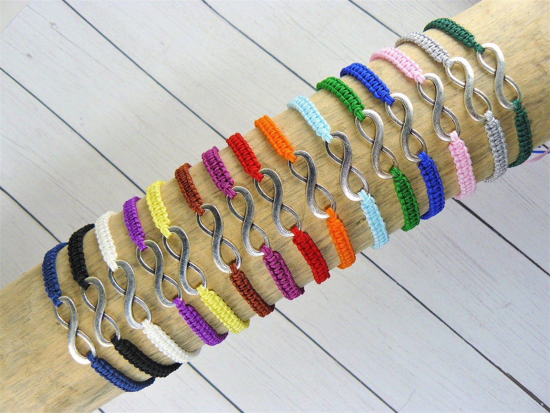 Silver Infinity Macrame Bracelet Friendship Bracelet Couples Infinity ...