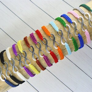 Silver Infinity Macrame Bracelet Friendship Bracelet Couples Infinity Jewelry Adjustable ...
