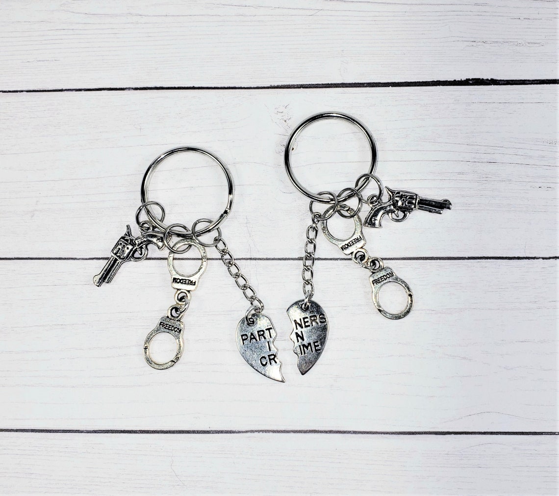 Partners in Crime Matching Keychain Set Best Friend Keychain - Etsy