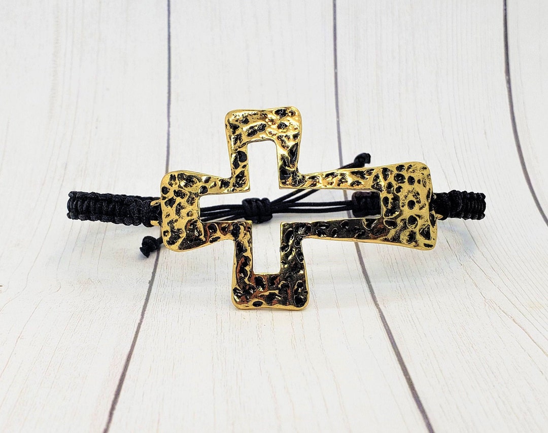 Gold Cross Bracelet, Religious Bracelet, Sideways Cross Bracelet, Cross ...