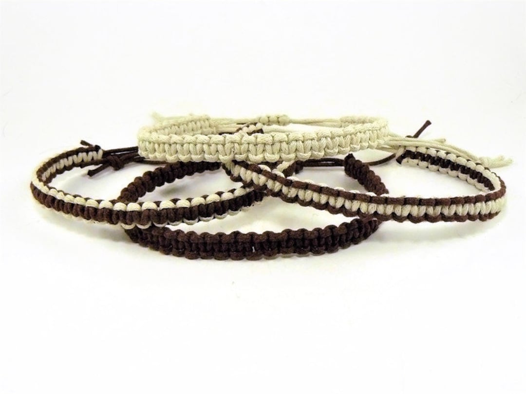 Mens Macrame String Bracelet Two Tone Brown Friendship Bracelet ...