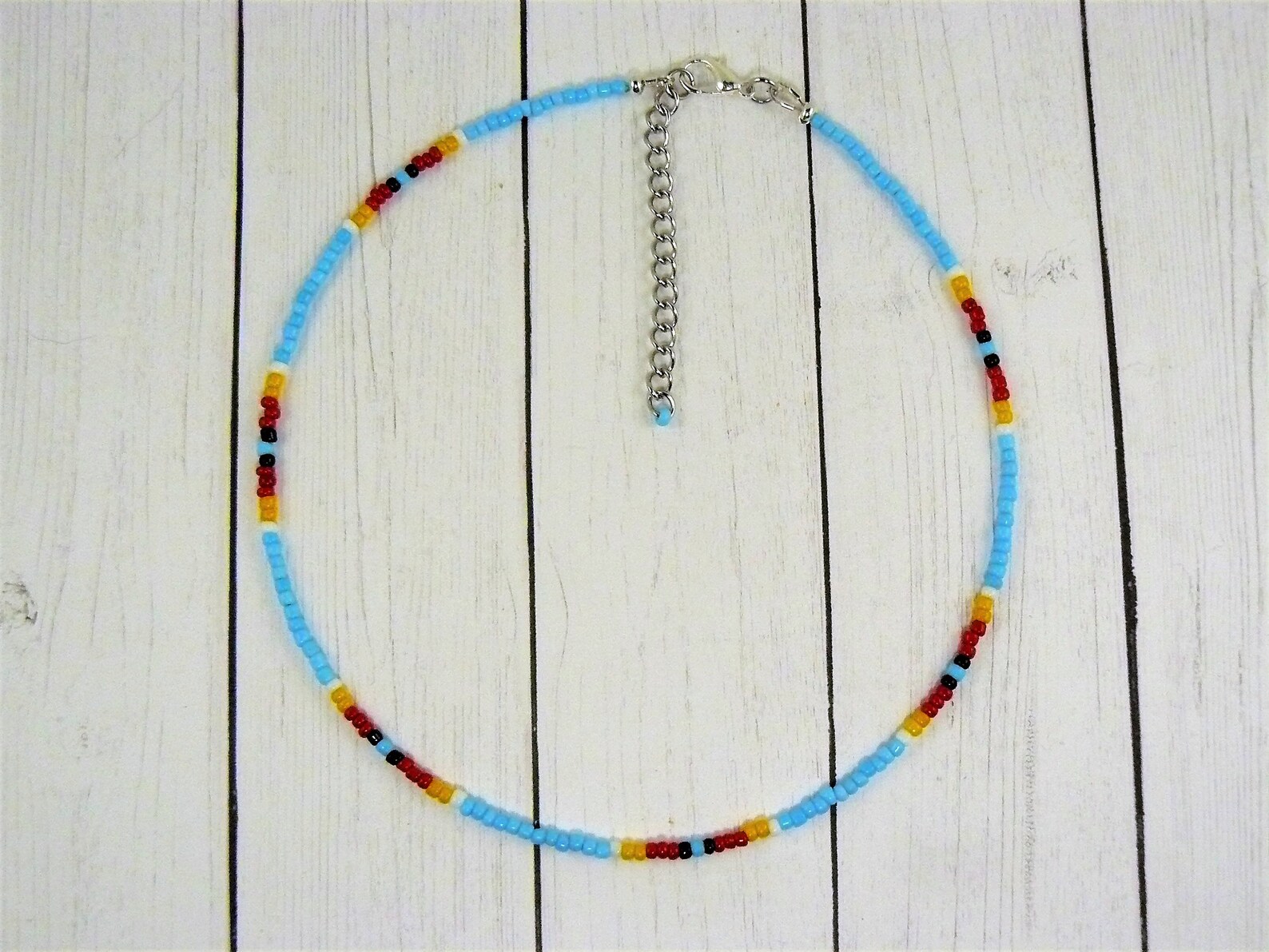 Turquoise Beaded Choker Native American Indian Inspired Southwestern ...
