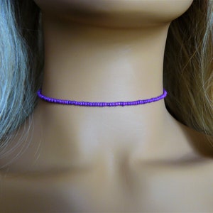 Purple Beaded Choker, Seed Bead Choker, Choker Necklace, Seed Bead ...