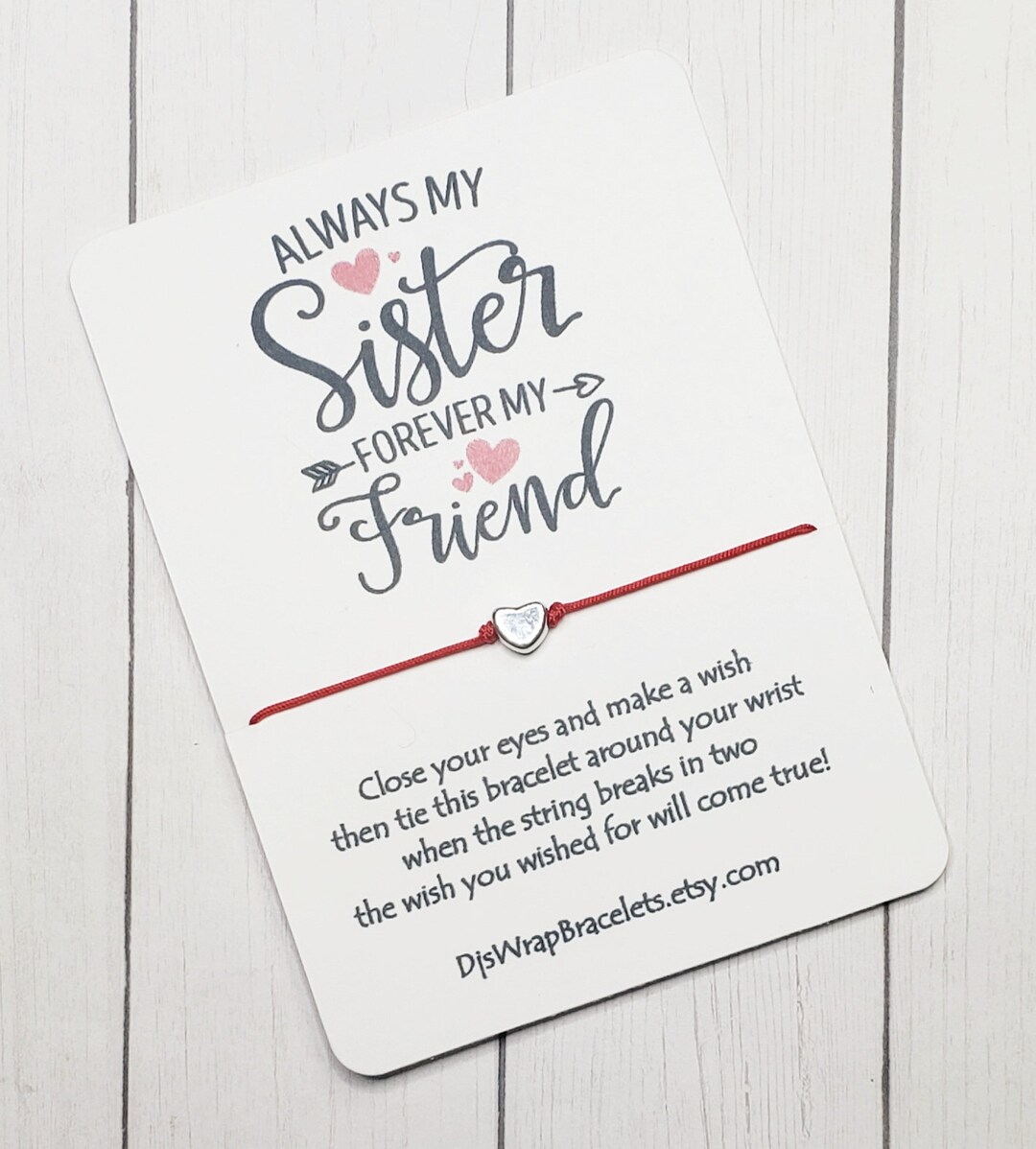 Sister Wish Bracelet, Sister Gift, Friendship Bracelet, Party Favors ...
