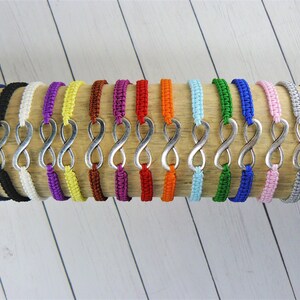 Silver Infinity Macrame Bracelet Friendship Bracelet Couples Infinity Jewelry Adjustable ...