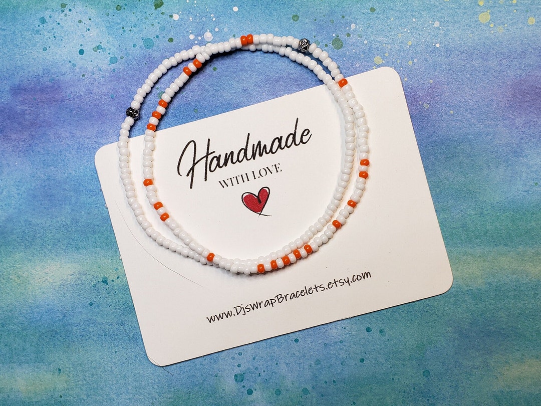 Vivid Orange ~ Beaded Ankle Bracelet, Double Wrap Anklet, Beachy Anklet ...
