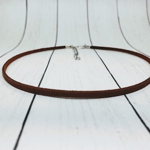 Thin Brown Leather Choker Necklace, Suede Choker, Custom Made Choker ...
