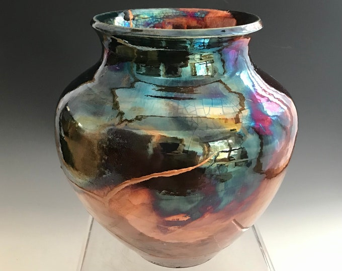 Raku Vase Ceramic Pottery, Copper Rustic Pottery, Decorative Urn Vaults ...