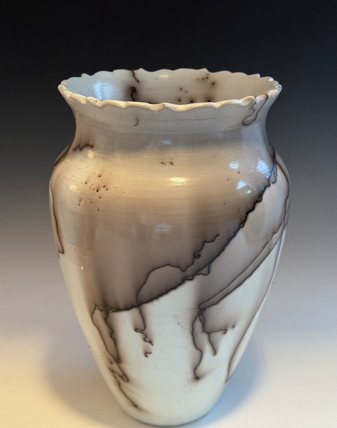 Handmade Ceramic Vase, Robins Egg Blue Horsehair Pottery, Decorative ...