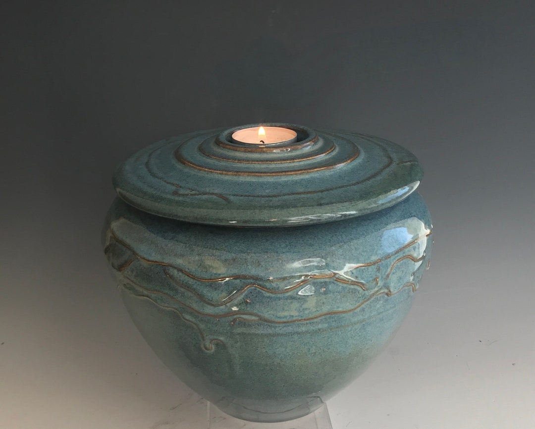Large Ceramic Cremation Burial Urn, Candle Funeral Vessel, Fine Ceramic ...