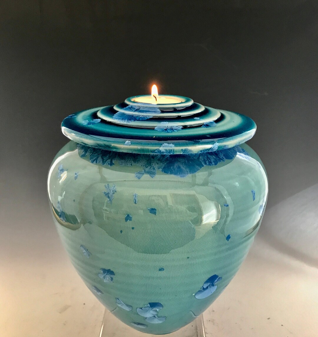 Canyon Lake Ceramic Urn for Ashes, Candle Crystalline Urn, Celebration ...