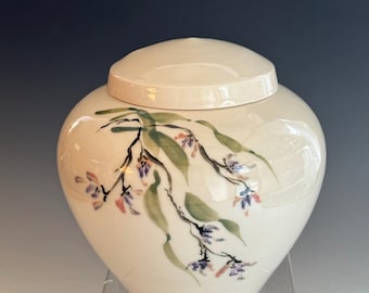 Extra Large Ceramic Cremation Urn for Ashes, White Purity Celebration ...