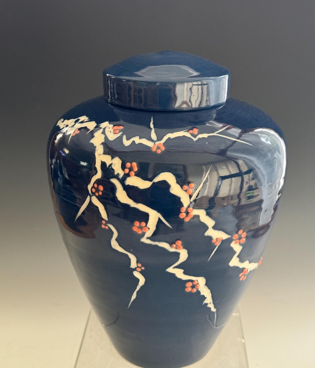 Large Cremation Urn for Ashes, Handmade Funerary Vessel, Asian Cherry ...