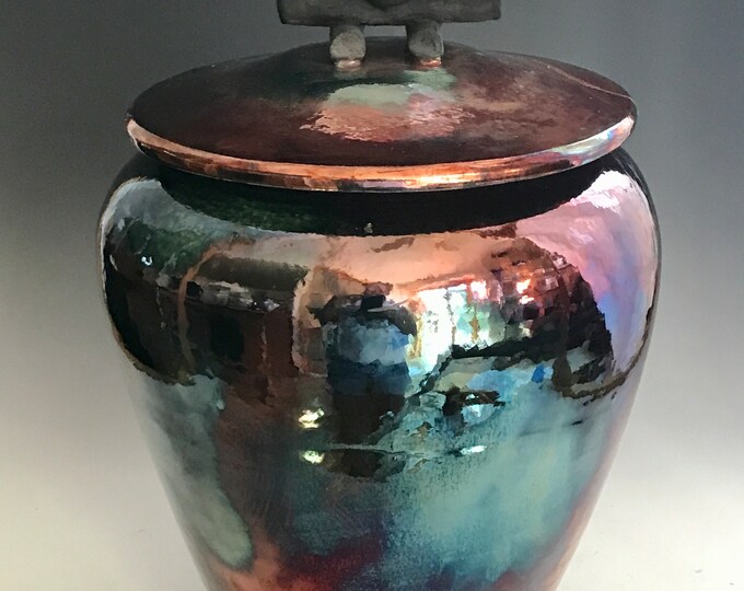 24 Hr. Reserved Tania Ceramic Cremation Urn for Ashes, Copper Raku ...