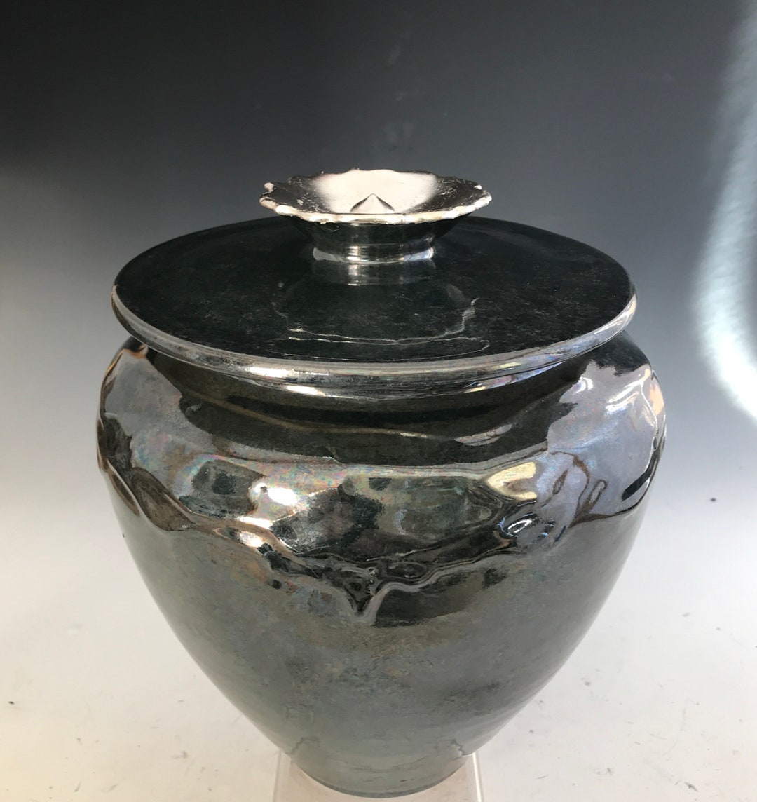 Ceramic Cremation Flower Offering Urns, Modern Urns for Ashes, Black ...