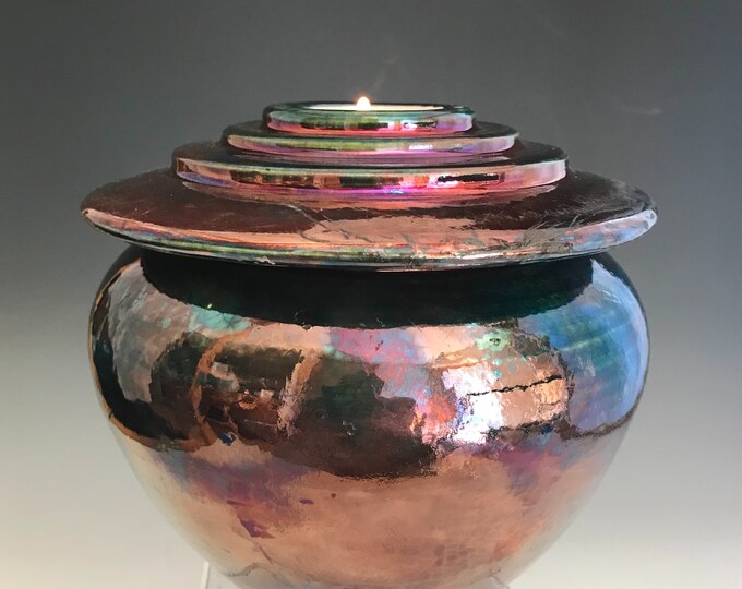 Copper Raku Cremation Vessel for Ashes, Pet or Treasury Ceramic Funeral ...